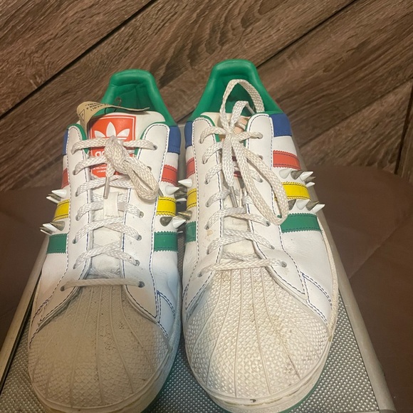 adidas | Shoes | Adidas Low Top Shell Toe Spiked Distressed 95 Rainbow ...